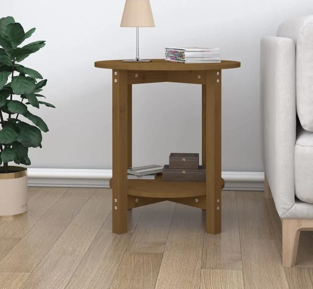 vidaXL Konferenční stolek Ø 55 x 60 cm masivní borové dřevo [822355] Barva: Bílá