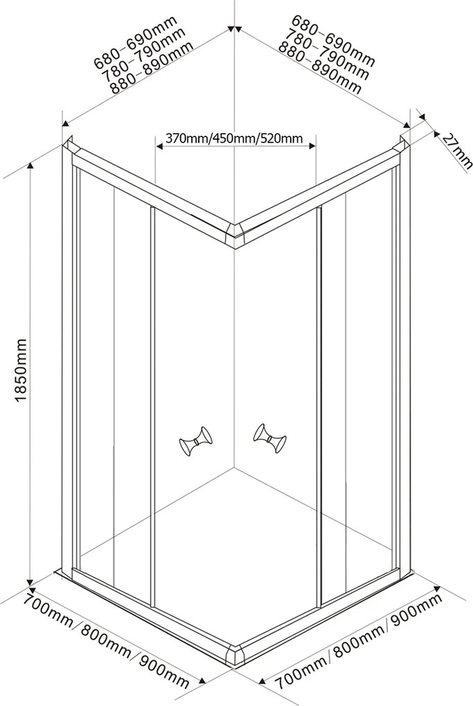 Aqualine Alain BTQ800 sprchový kout čtvercová 80 x 80 cm