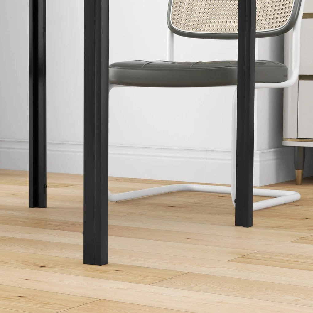HOMCOM Jídelní stůl 75 x 75 cm, Čtvercový kuchyňský stůl pro 4 osoby, Jídelní stůl s tvrzeným sklem a kovovými nohami, Moderní stůl do kuchyně, jídel…