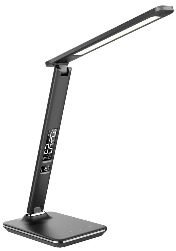 LED stolní lampička s displejem, černá