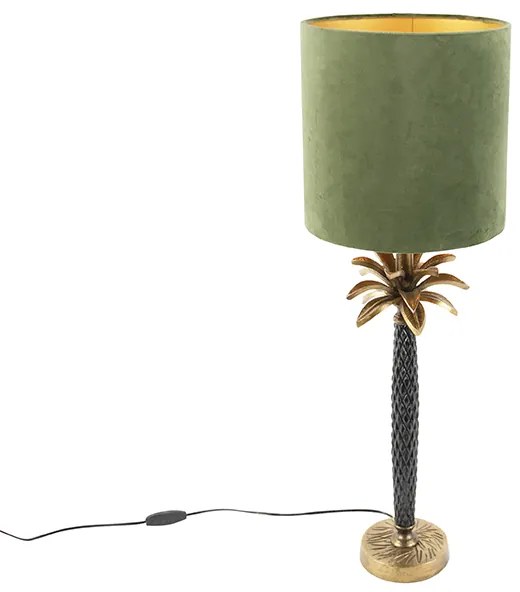 Stolní lampa ve stylu art deco se sametovým odstínem zelené 25 cm - Areka