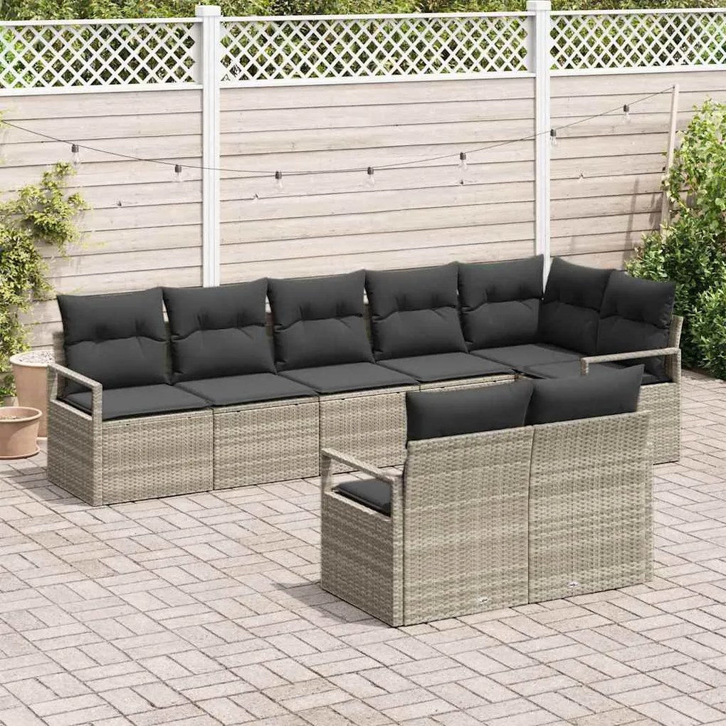 Set pohovek 8 ks Světle šedá polyratan 3346432