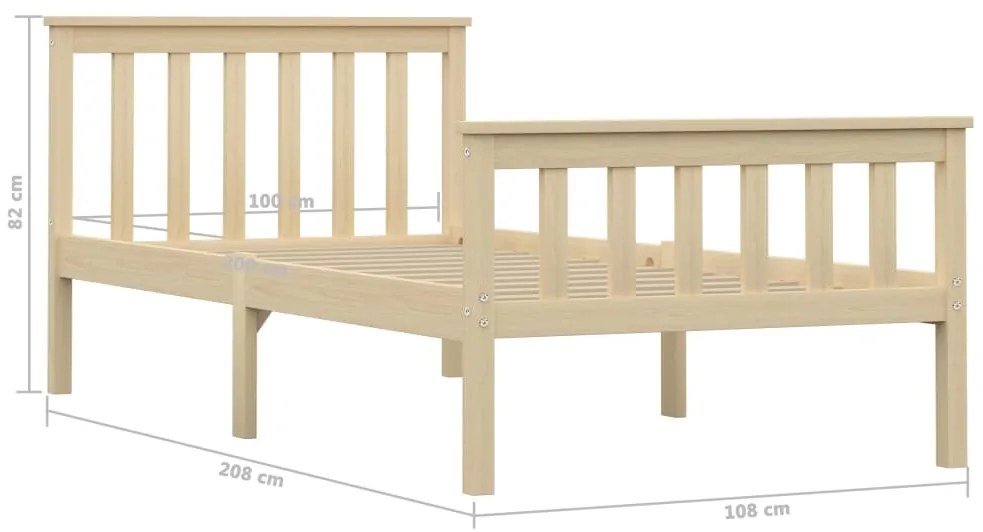 vidaXL Marketos Rám postele světlé dřevo masivní borovice 100 x 200 cm