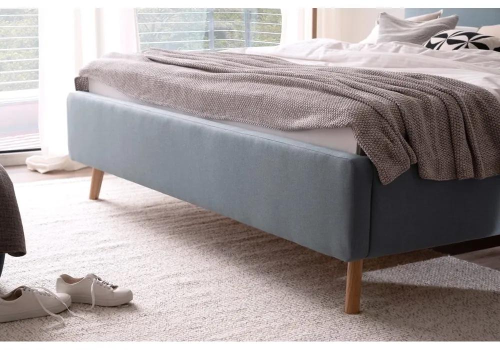 Modrošedá čalouněná dvoulůžková postel s úložným prostorem s roštem 180x200 cm Mattis – Meise Möbel