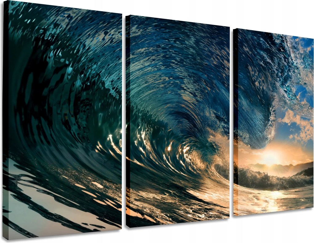 Obraz Triptych Do Obývacího Pokoje Vlna Slunce Moře 150x90