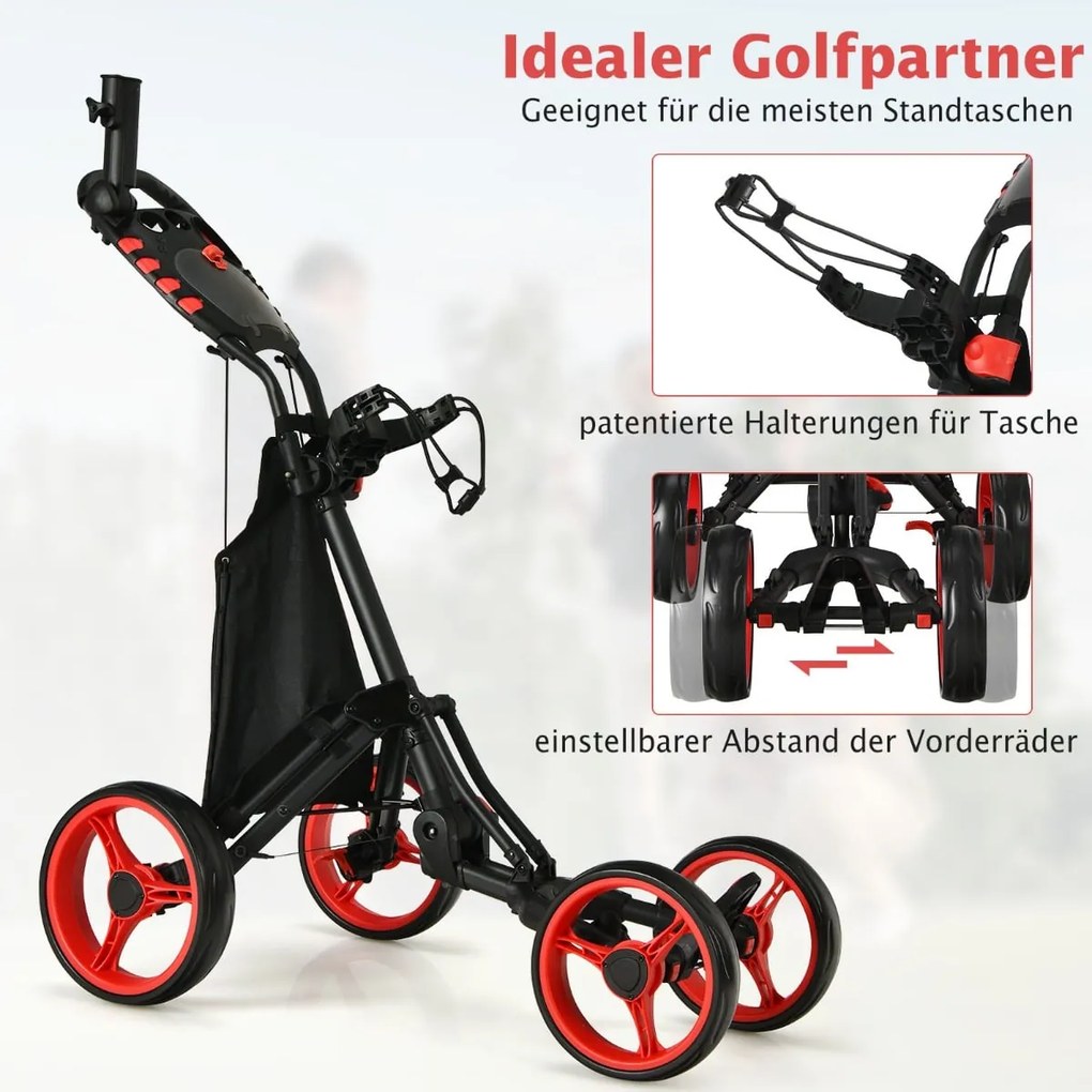 Costway Golfový vozík se 4 koly Golfový vozík Golfový – červený