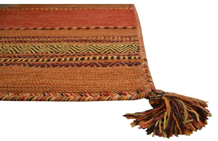 Oranžový bavlněný koberec Webtappeti Antique Kilim, 60 x 200 cm