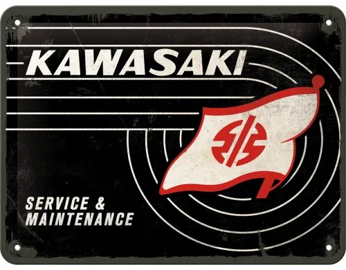 Postershop Plechová cedule: Kawasaki Service & Maintenance - 15x20 cm