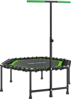 SPORTNOW Fitness trampolína 114x114x132 cm s 3stupňově nastavitelnou rukojetí a ocelovým rámem, zelená a černá