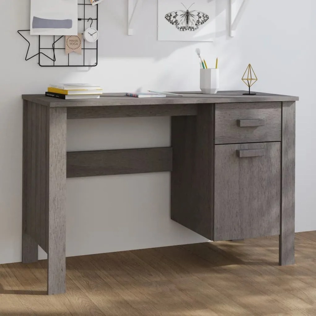 Psací stůl HAMAR světle šedý 113 x 50 x 75 cm masivní borovice 340463