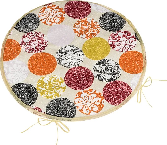 Bellatex Sedák BERTA kulatý hladký Hnědá,Oranžová 40 cm, (průměr)
