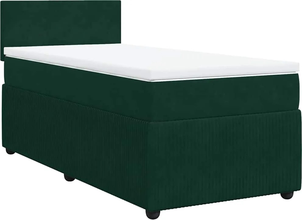 Box spring postel s matrací tmavě zelená 90x190 cm samet 3287611
