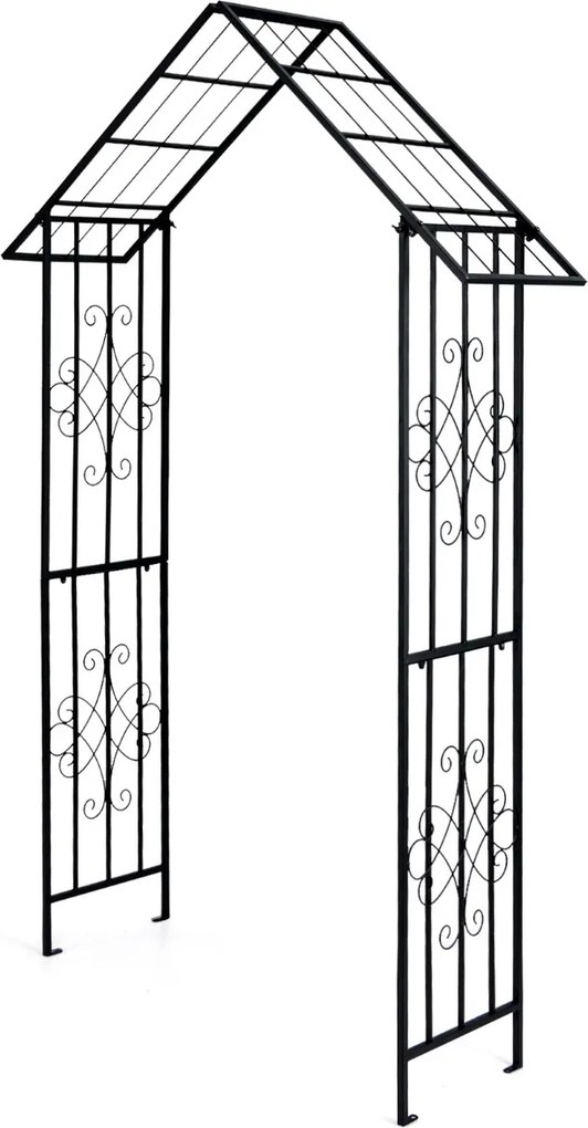 Costway Rose Arch Kovový zahradní oblouk pro popínavé rostliny Trellis – černý
