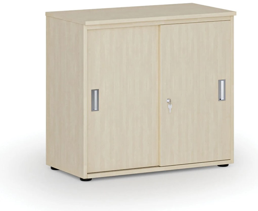 Kancelářská skříň se zasouvacími dveřmi PRIMO WOOD, 800 x 420 x 740 mm, bříza