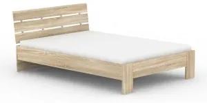 Moderní postel REA Nasťa 140x200cm - dub bardolino, 1. pás čela 1102 - cappuccino, 2. pás čela 1027 - bílá, 3. pás čela v barvě postele