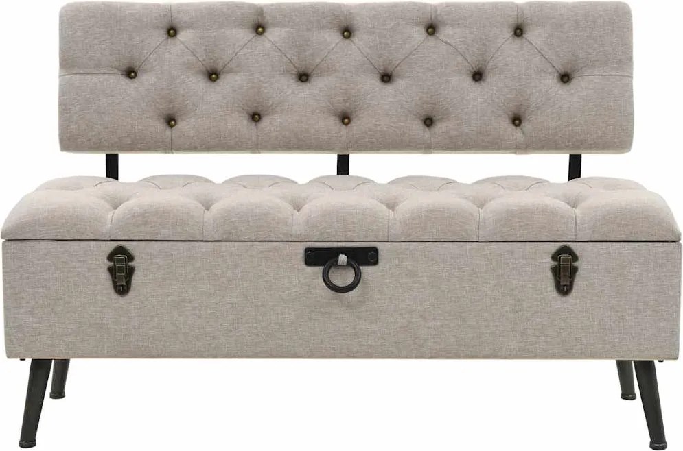 Úložná lavice s opěradlem 110 cm krémová textil 339298