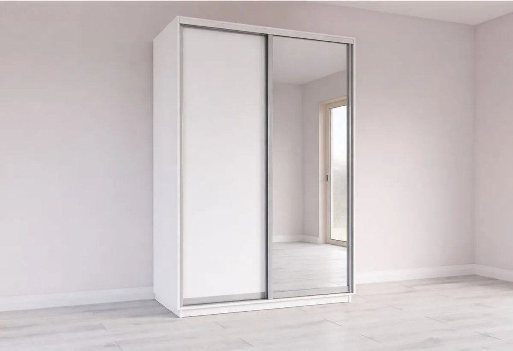 Skříně s posuvnými dveřmi 1500x2400x600 1LTD 1 Zrcadlo Nymphea Alba, profil stříbrný