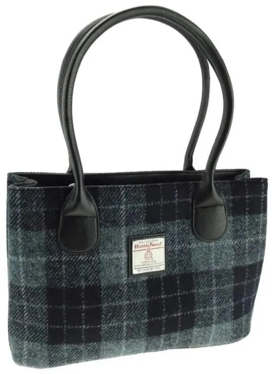 Kabelka Cassley Harris Tweed - Grey Black Tartan