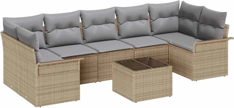 Sada zahradních pohovek 8 ks Beige a šedá polyratan 3353949
