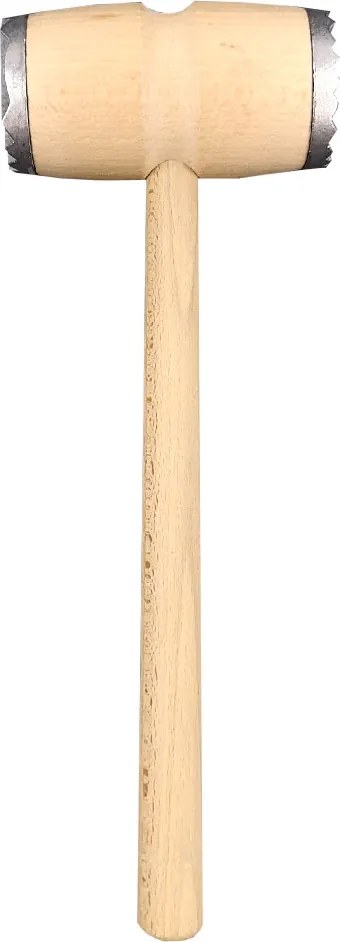 AMADEA Dřevěná palička na maso s kovem, masivní dřevo, délka 28 cm
