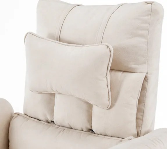 relaxační křeslo, polohovací, s podnožkou, dřevo/textil, 101x85x69 cm, nohy světlé/béžová, Dekorino SILVANA