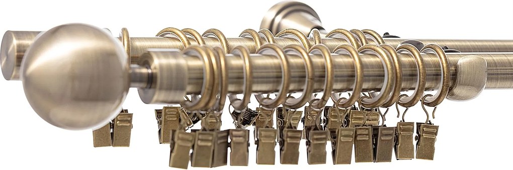 Dvojitá garnýž Elegant antique brass 240 cm