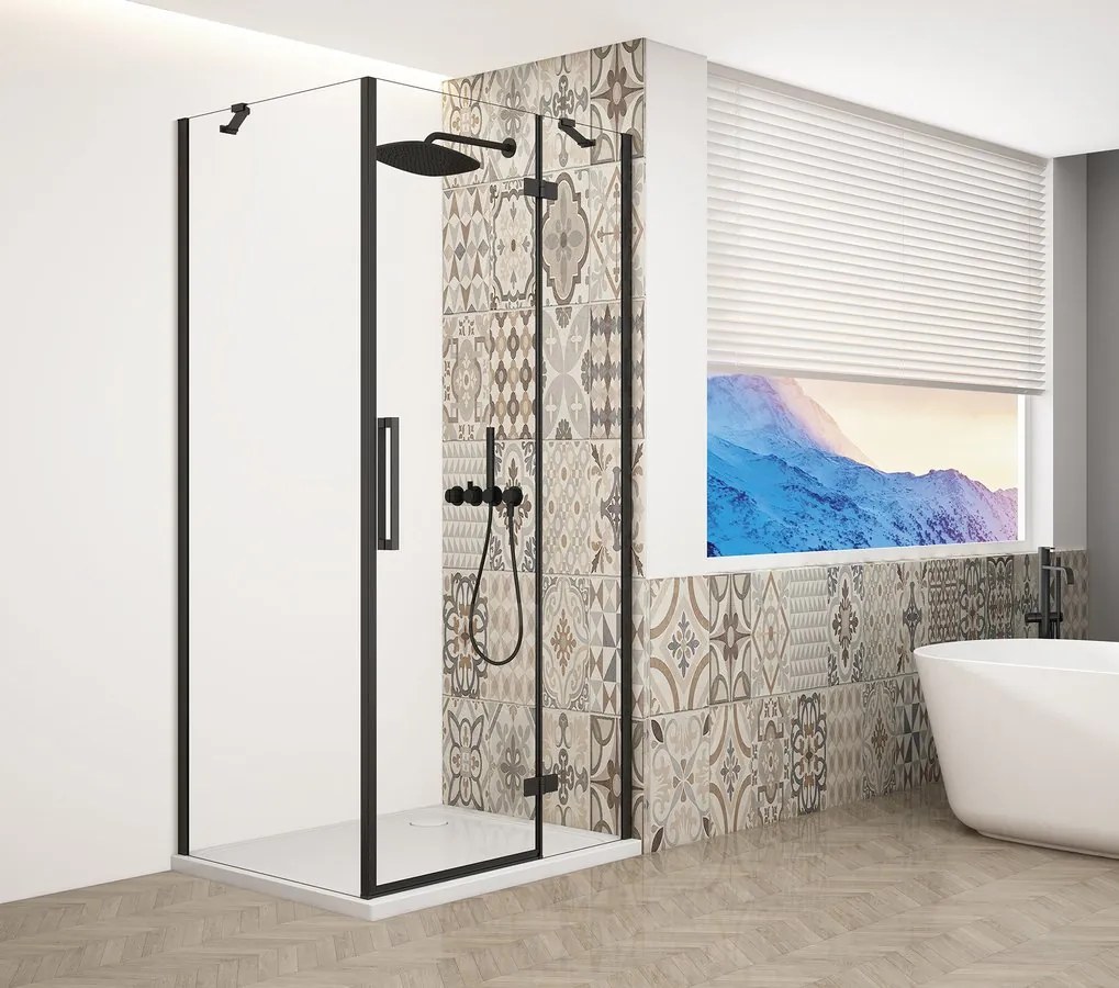 Gelco Trinity Black čtvercový sprchový kout 80 x 80 x 200 cm otevírací pravá černá sklo čiré GT5680-80CR-B