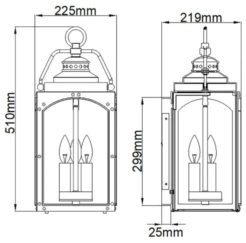 Feiss FE-RANDHURST-L-CO-Venkovní nástěnné svítidlo RANDHURST 3xE14/40W/230V IP44