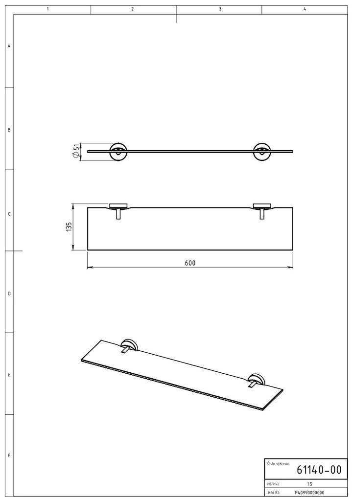 Novaservis - Polička rovná Metalia 11 chrom, 0140,0