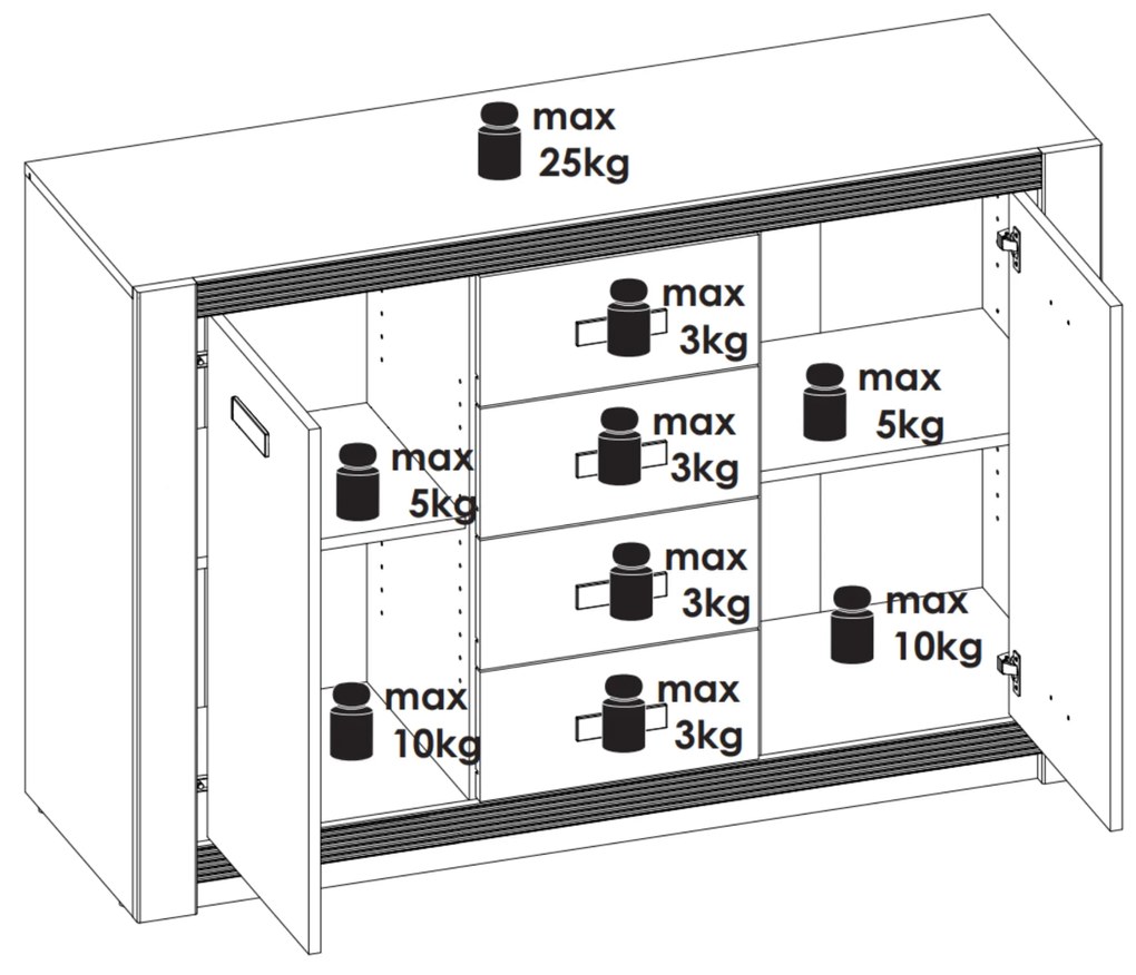 Sconto Komoda LILO světlý jasan/modré úchyty