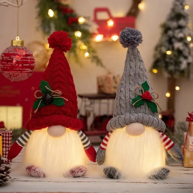 Svítící vánoční trpaslík na baterie FROSTIE 28 cm, šedý