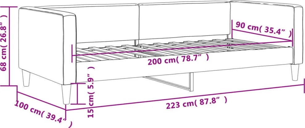 vidaXL Válenda 90 x 200 cm textil [353983] Barva: světle šedá