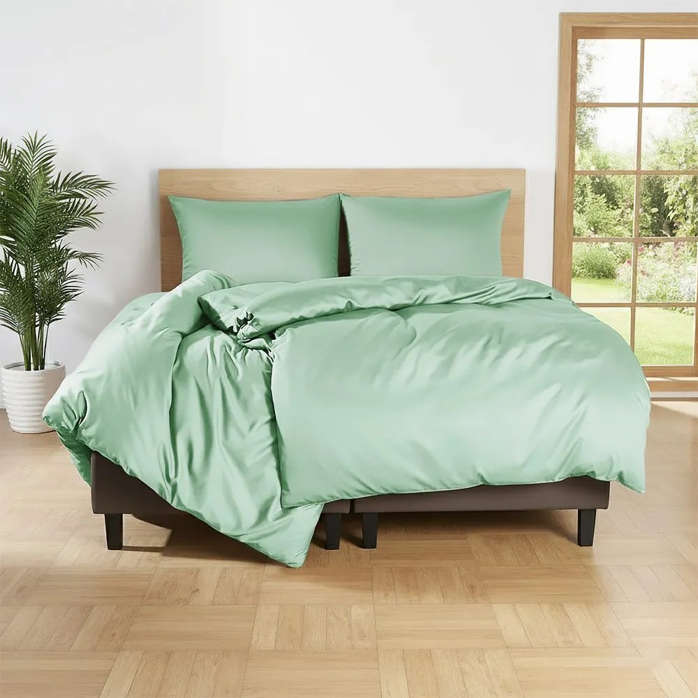Polášek Povlečení z bavlněného saténu - Light green | 70 x 90 cm