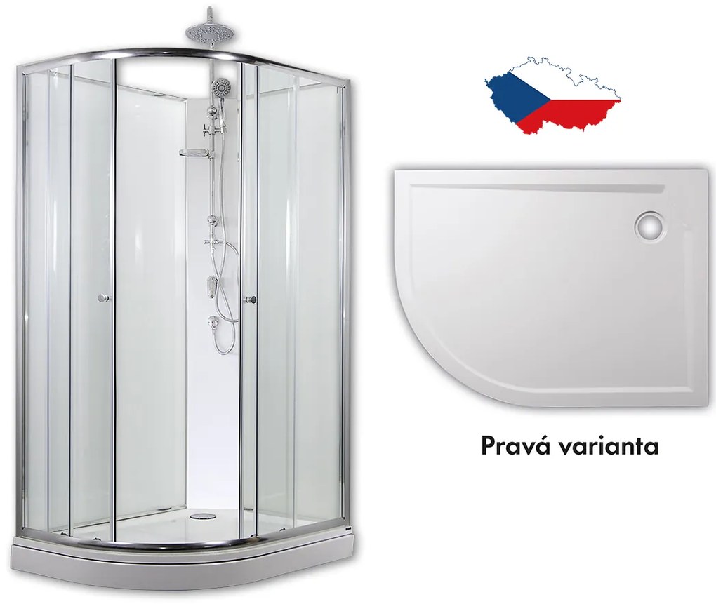 ARTTEC SIRIUS 120x90 cm - Sprchový box model 1 čiré sklo + sprchový set pravá vanička