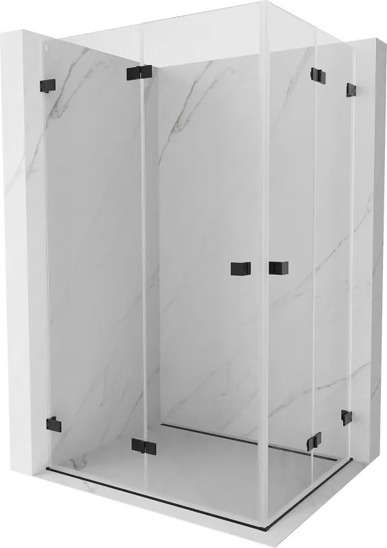 Mexen Lunar-F Duo, skládací sprchový kout 80 x 70 cm, 8mm čiré sklo, černý profil, 836-080L-070P-70-00