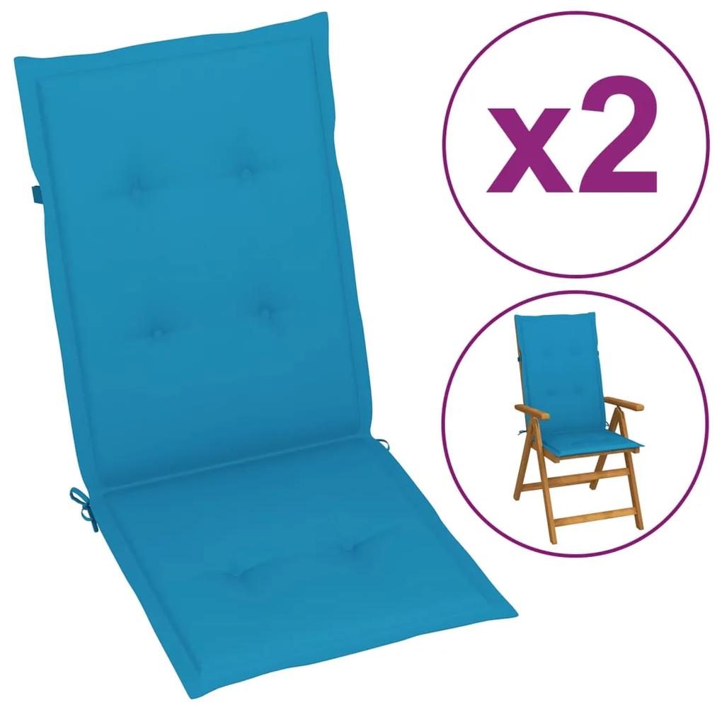 43183 vidaXL Polstry na zahradní židle 2 ks, modré, 120x50x3 cm