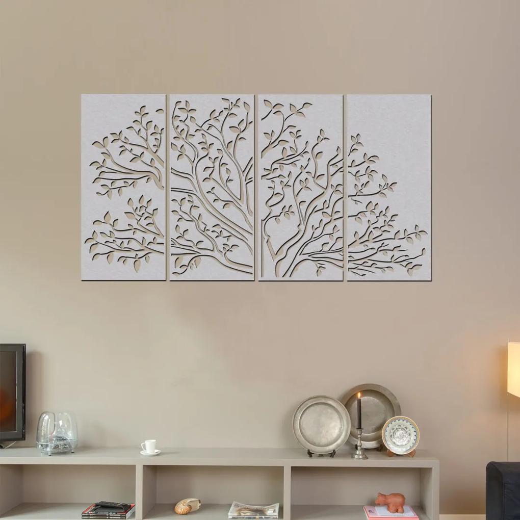 dřevo života 4 dílný dřevěný listnatný strom Barevný vzor: Bílá, Rozměry (cm): 160x88