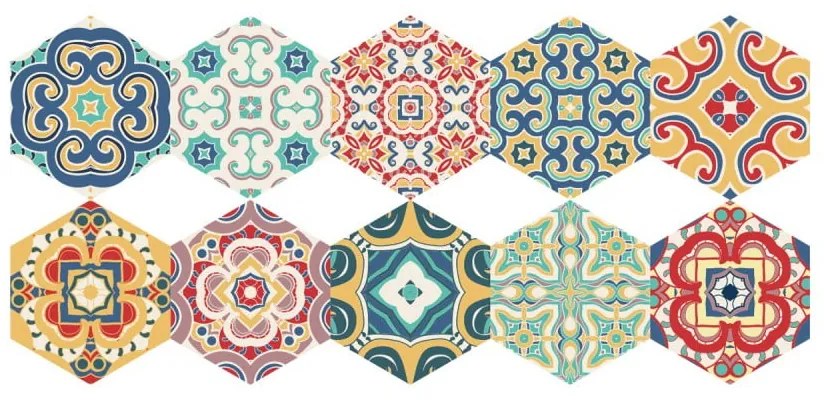 Sada 10 samolepek na podlahu Ambiance Floor Stickers Hexagons Lorena, 40 x 90 cm