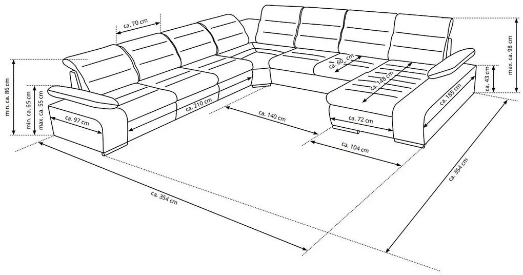 Casarredo - Komfort nábytek Rozkládací sedací souprava do U ISLAND 4 s úložným prostorem, výběr látek SK2