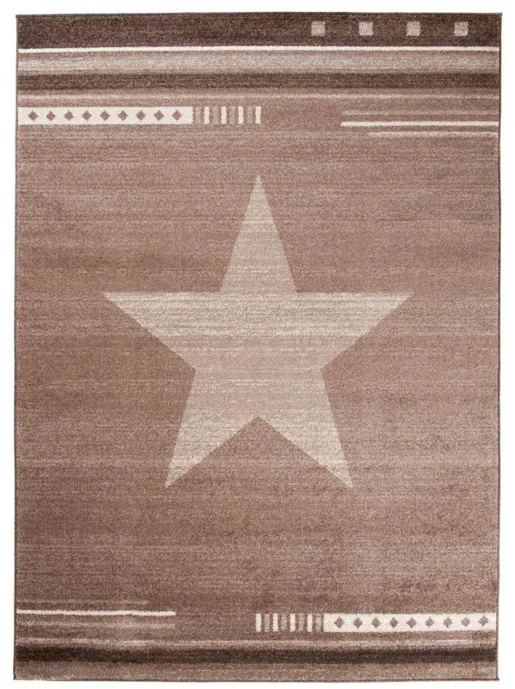 Kusový koberec Hvězda hnědý 140x190cm