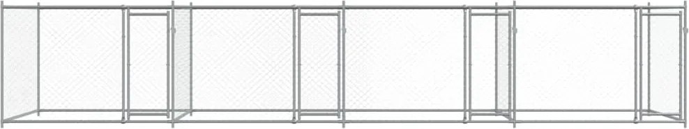 Klec pro psy s dvířky šedá 8 x 2 x 1,5 m pozinkovaná ocel 3209575