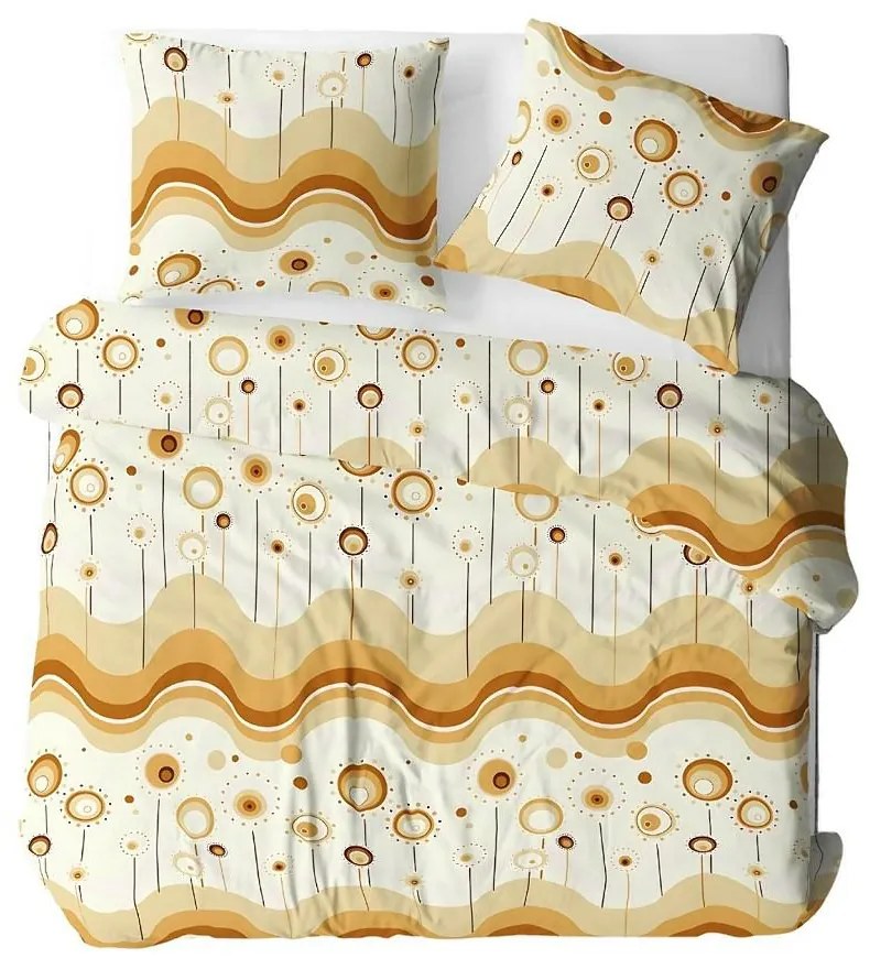 KARO Flanelové povlečení 140x200 321N bílá oranžová geometrická Flanel Comfort button-up