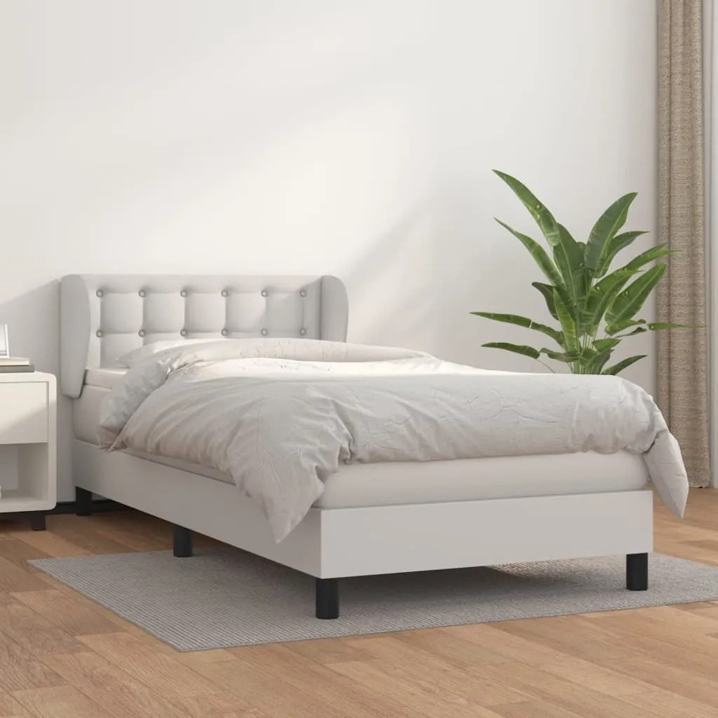 Box spring postel s matrací bílá 100x200 cm umělá kůže 3127296