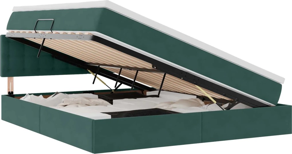 Postel s úložným prostorem Tmavě zelená 160 x 200 cm samet 3370890