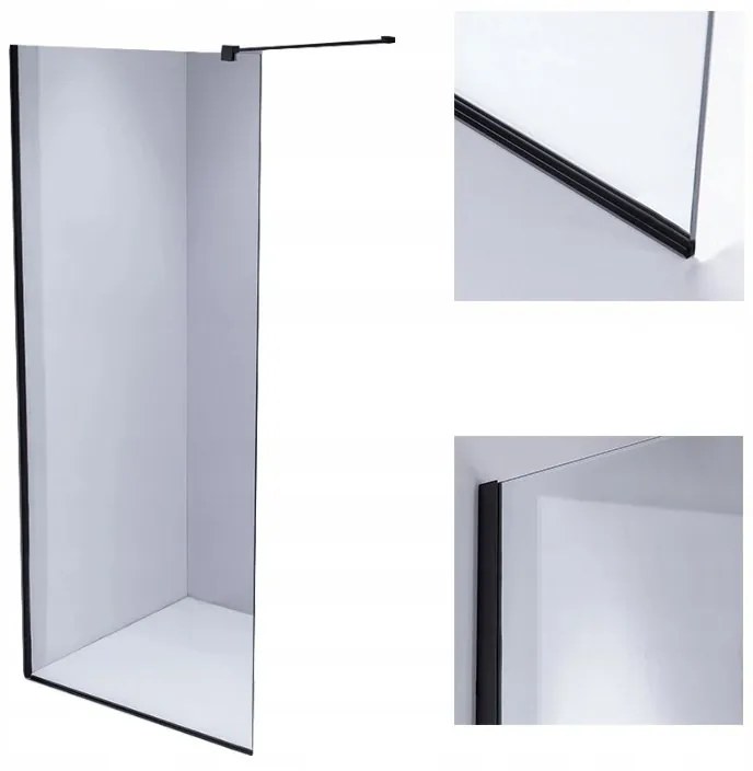 BPS-koupelny Sprchová zástěna Walk-in HYD-WI07 130 černá - bez vaničky