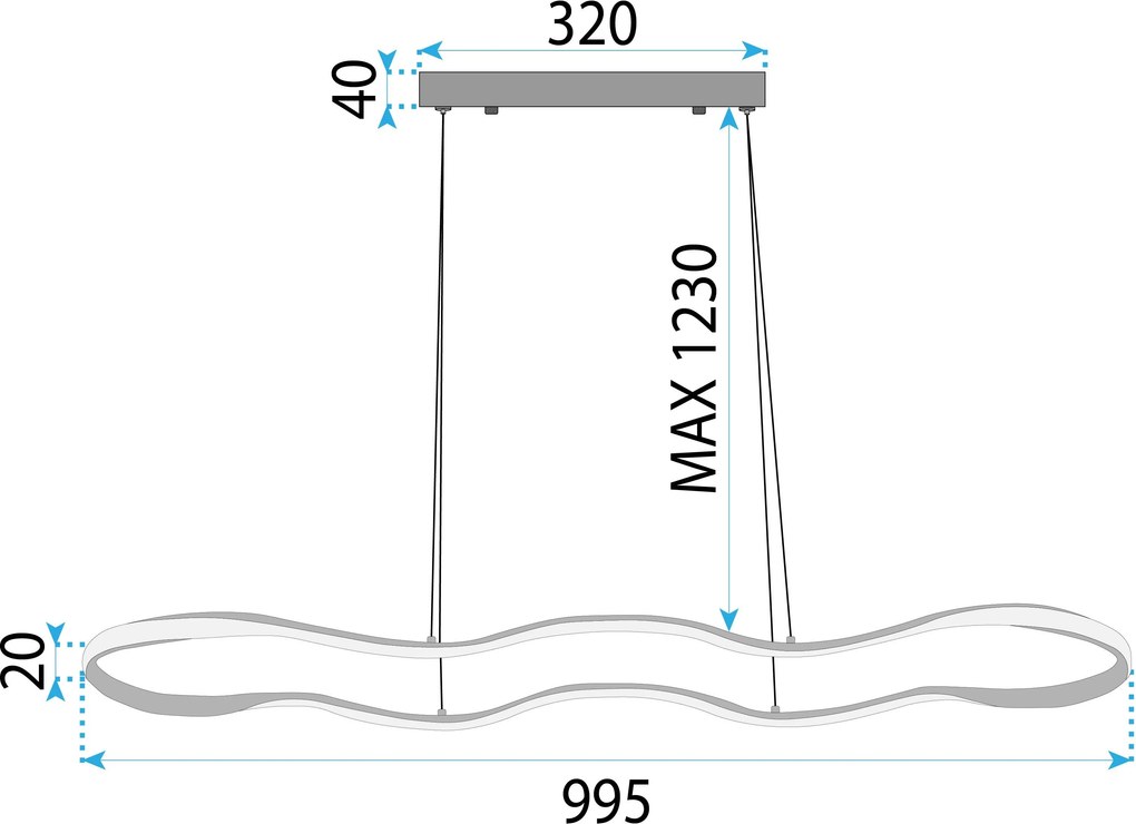Toolight Toolight, LED stropní osvětlení 100cm, 24W, 3000K, LHJ028-CP, zlatá, OSW-60018