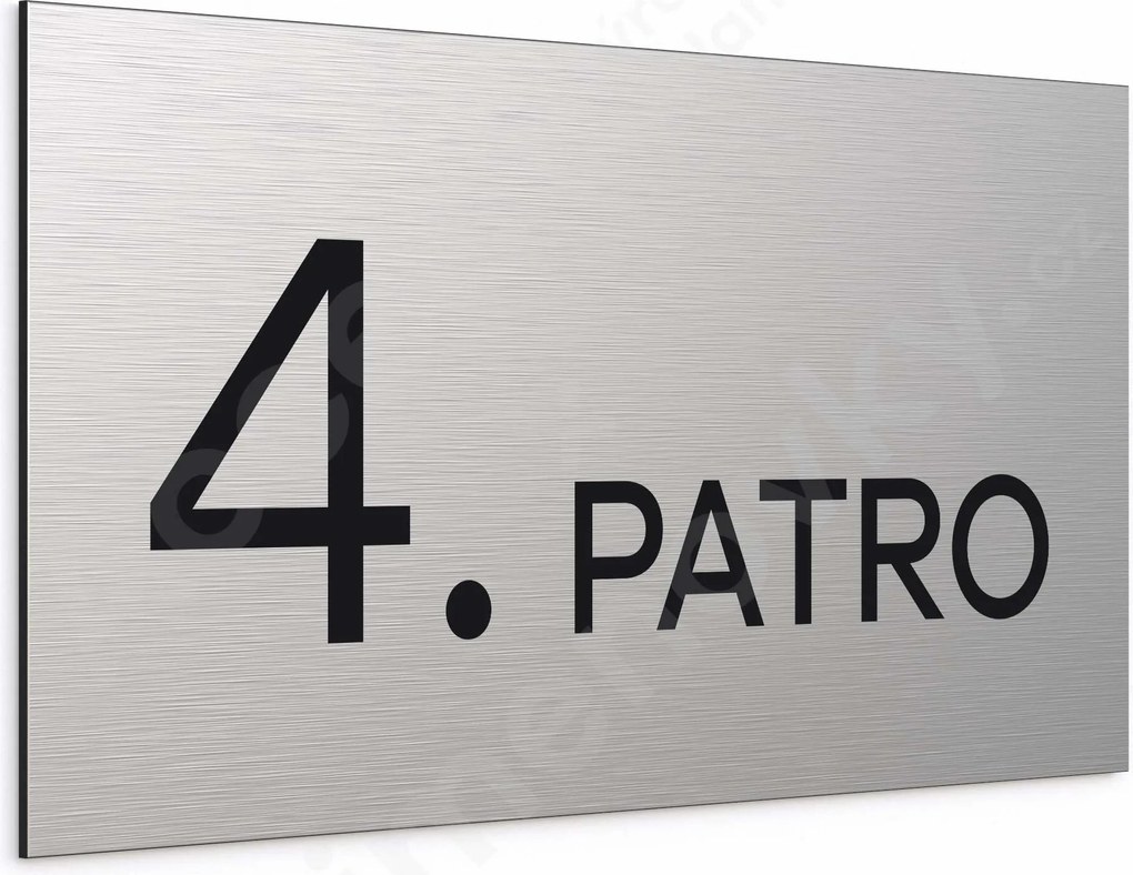 ACCEPT Označení podlaží "4. PATRO" - stříbrná tabulka - černý popis