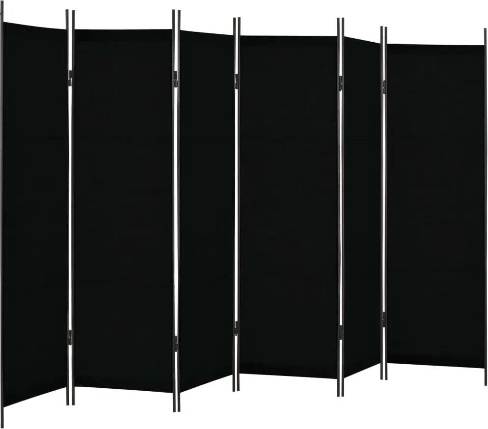 Paraván - 6-dílný - černý | 300x180 cm