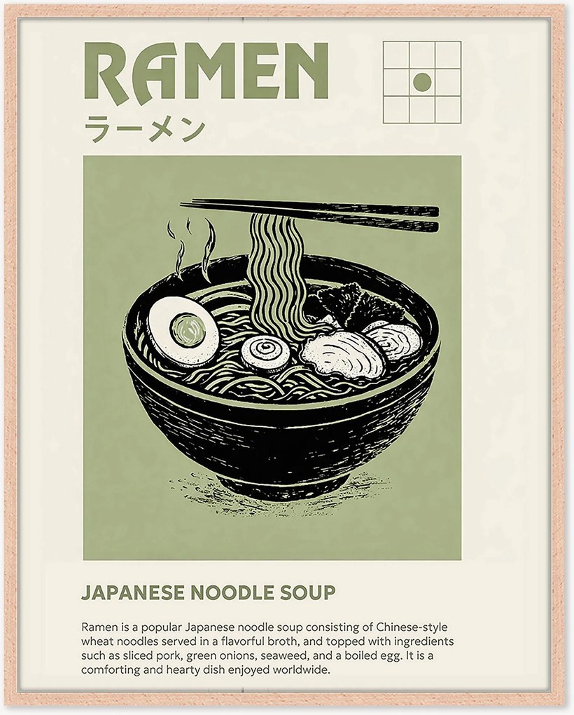 Ručně vyrobený zarámovaný digitální tisk Ramen