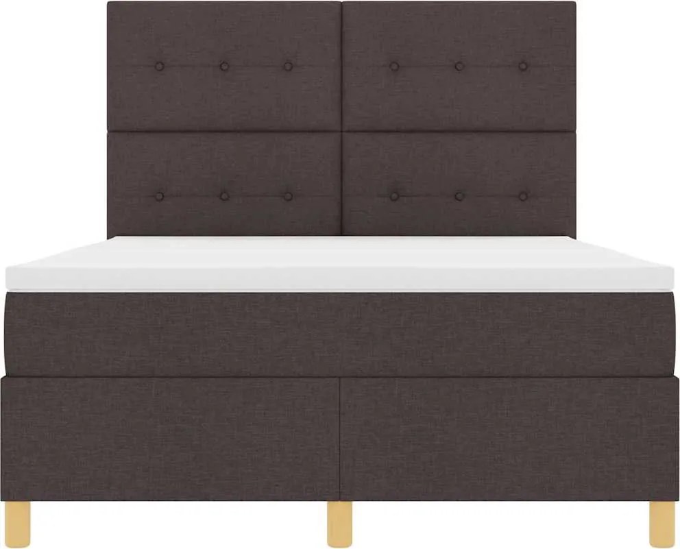 Postel s boxspringem s čelo Tmavě hnědá 140 x 200 cm textil 3339626